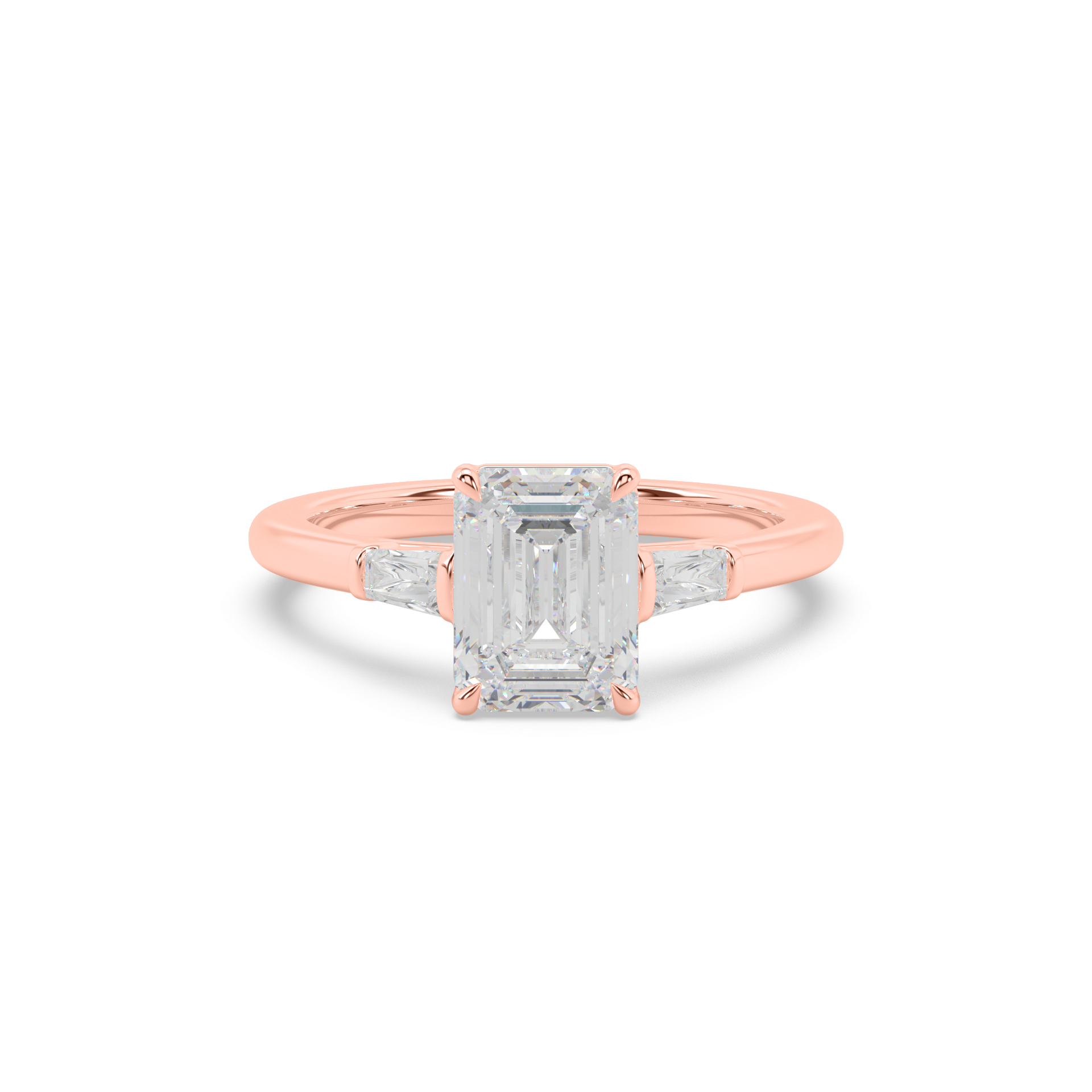 Emerald and Baguette Diamond Trilogy Engagement Ring | Affinity Diamonds