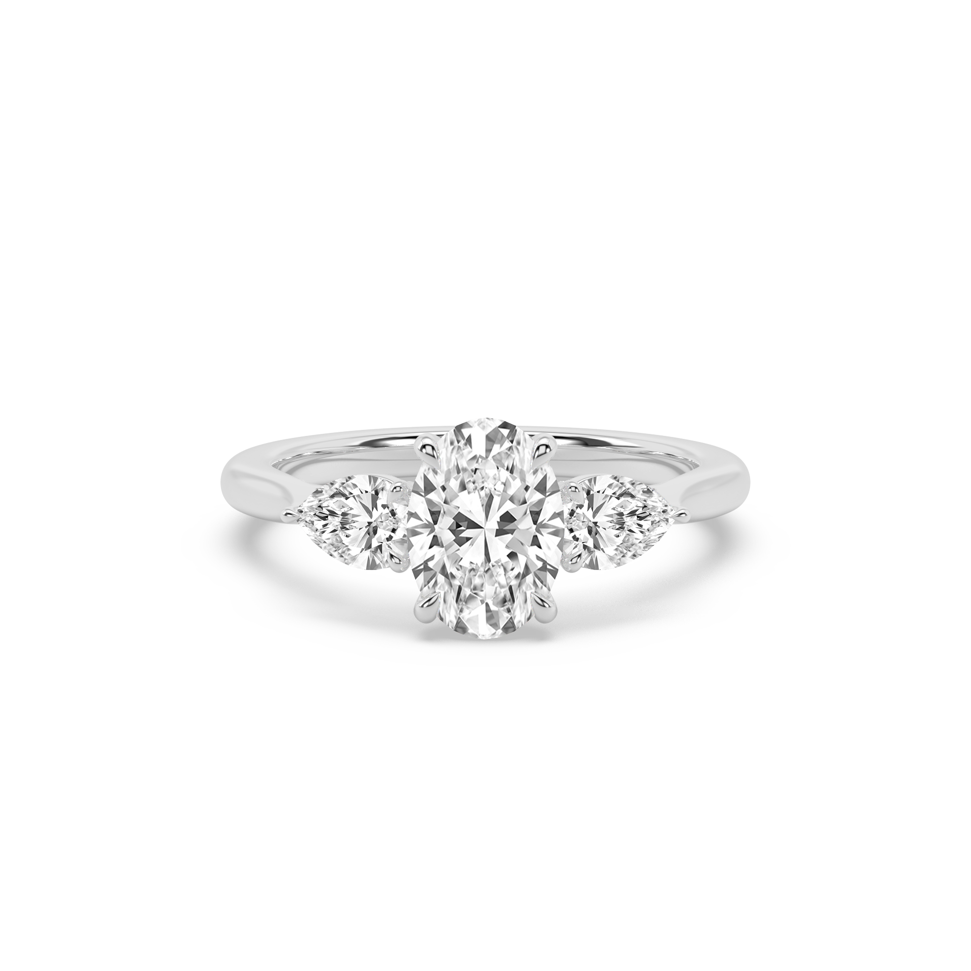Oval and Pear Diamond Trilogy Engagement Ring | Affinity Diamonds