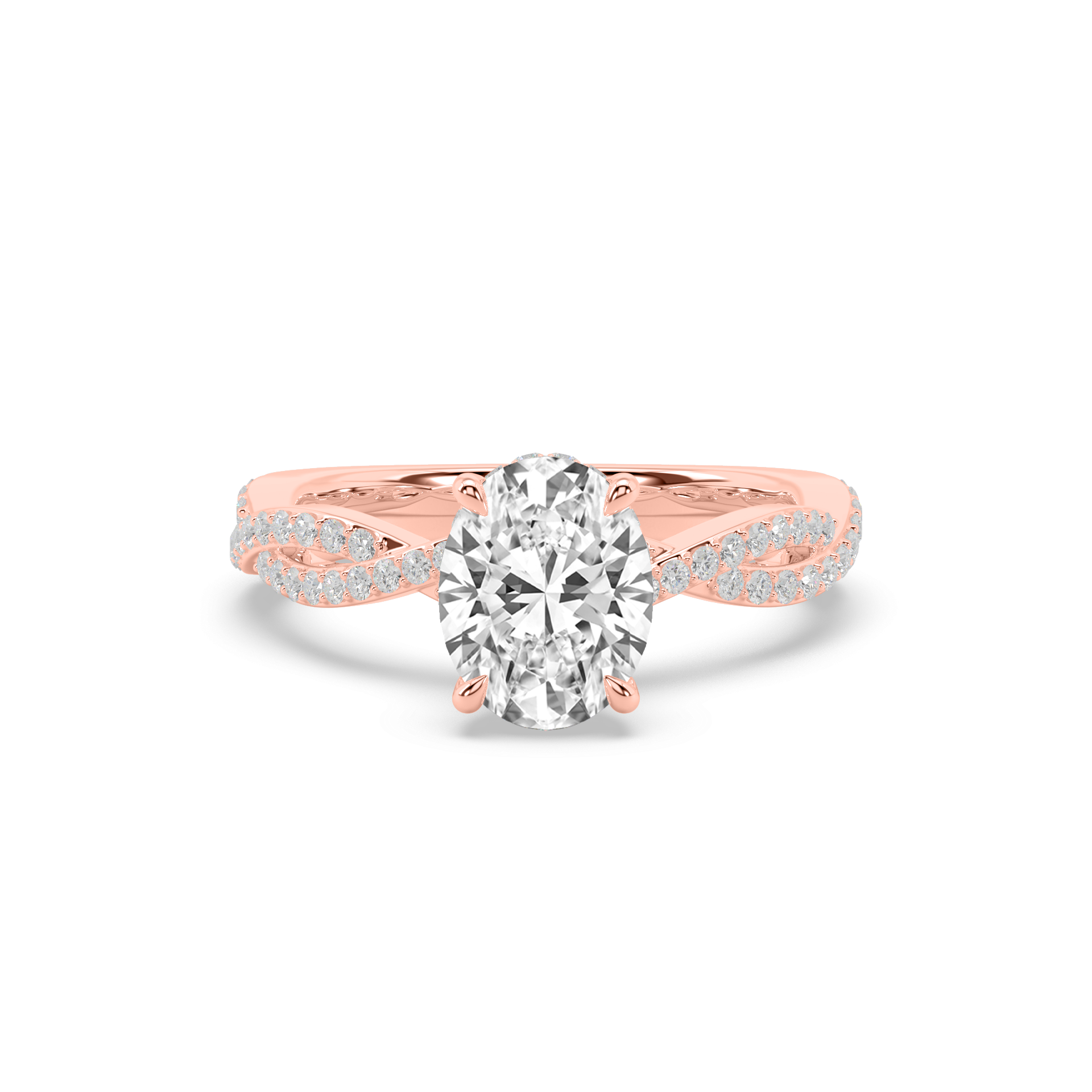 Oval with Diamond Twist Band Engagement Ring | Affinity Diamonds