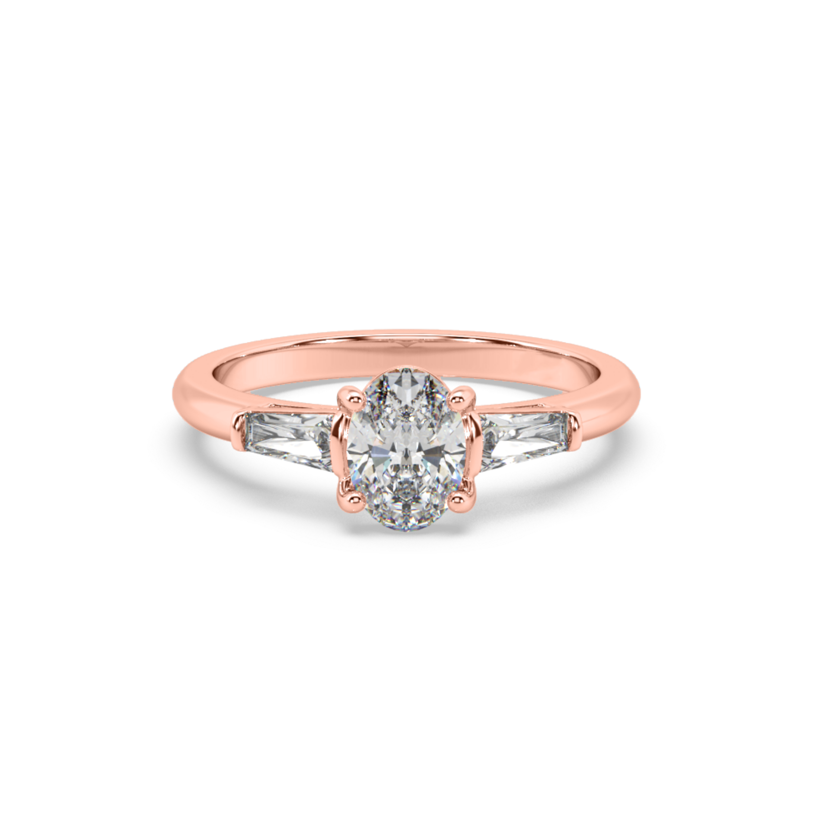 Oval and Baguette Diamond Trilogy Engagement Ring | Affinity Diamonds